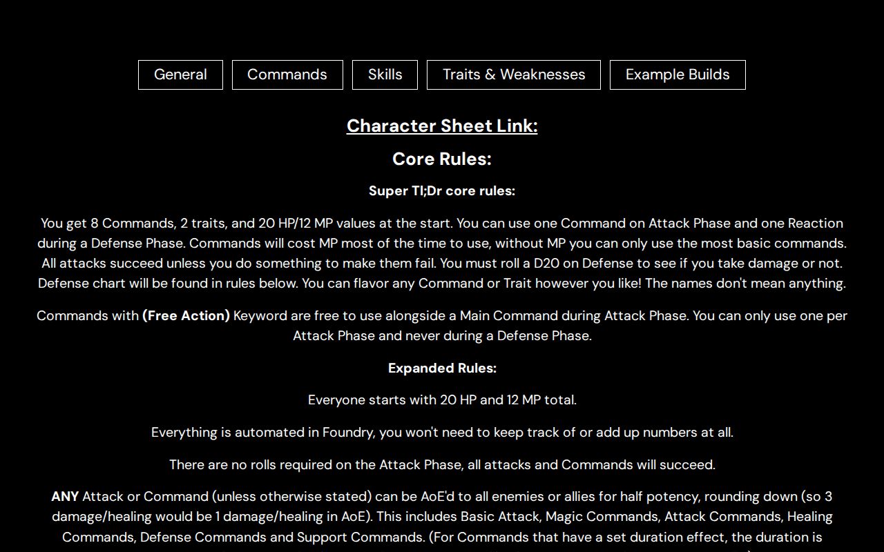 Final Fantasy XIV RP Tactics